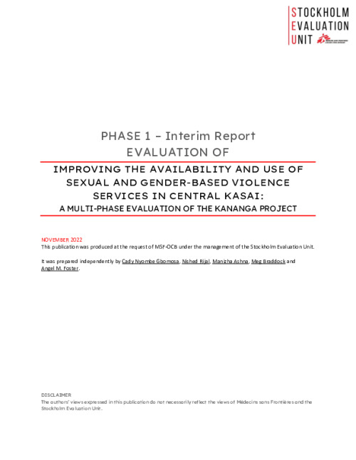 Improving the Availability and Use of SGBV Services in Central Kasai, DRC | MSF Intersectional ...